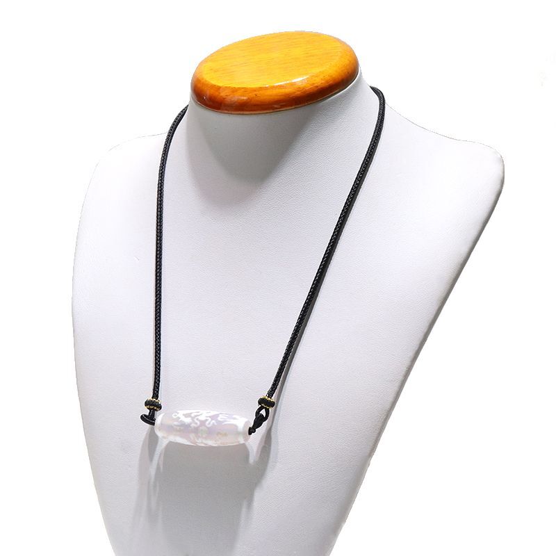 ネックレス 白珠玉髄天珠 二つ目双龍神天珠 [ac-g3002] – 天然石卸ストーンクラブ