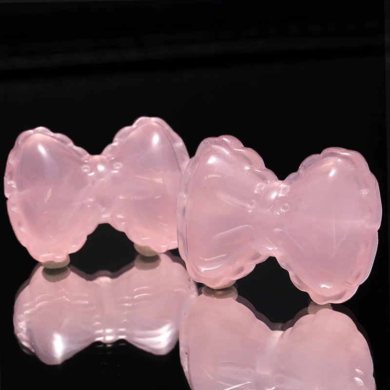 天然石パーツ リボン ローズクォーツ 横穴 [co-g0105] – 天然石卸ストーンクラブ