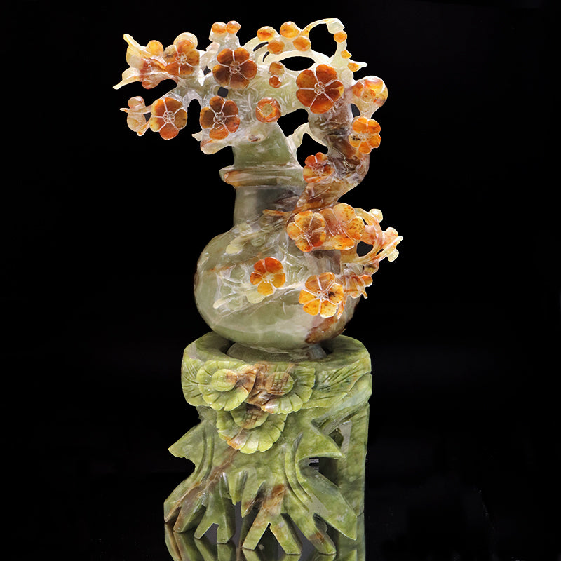 【一点物】彫り物 ネフライト 花 中国産 台付き [co-g0426] – 天然石卸ストーンクラブ